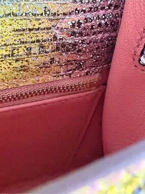 Bags | H Kelly Genuine 25 Lizard Iridescent Flakes Gold Ghw Pink Green ...